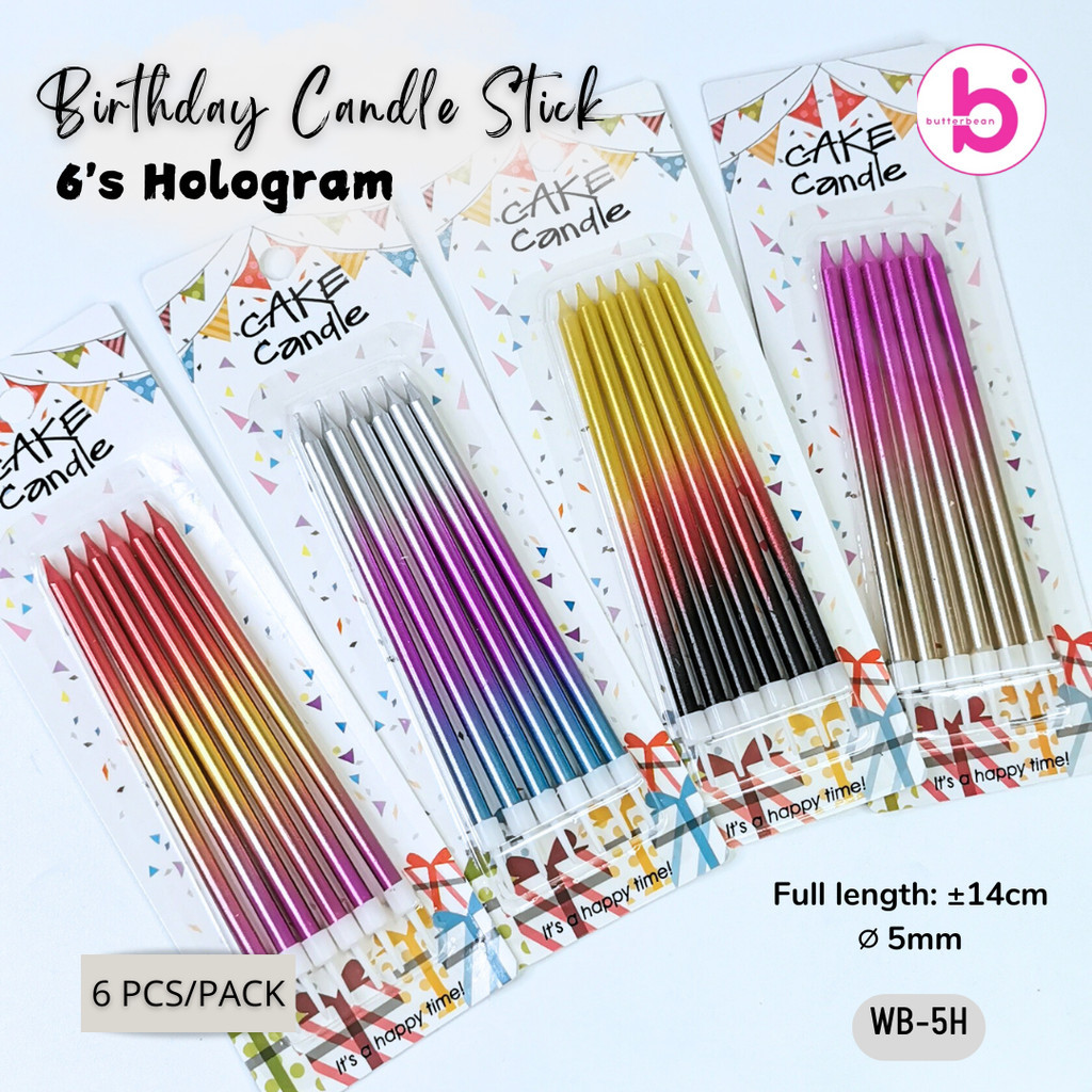Jual Lilin Ultah Happy Birthday Hologram Candle Stick (6 PCS) | Shopee ...