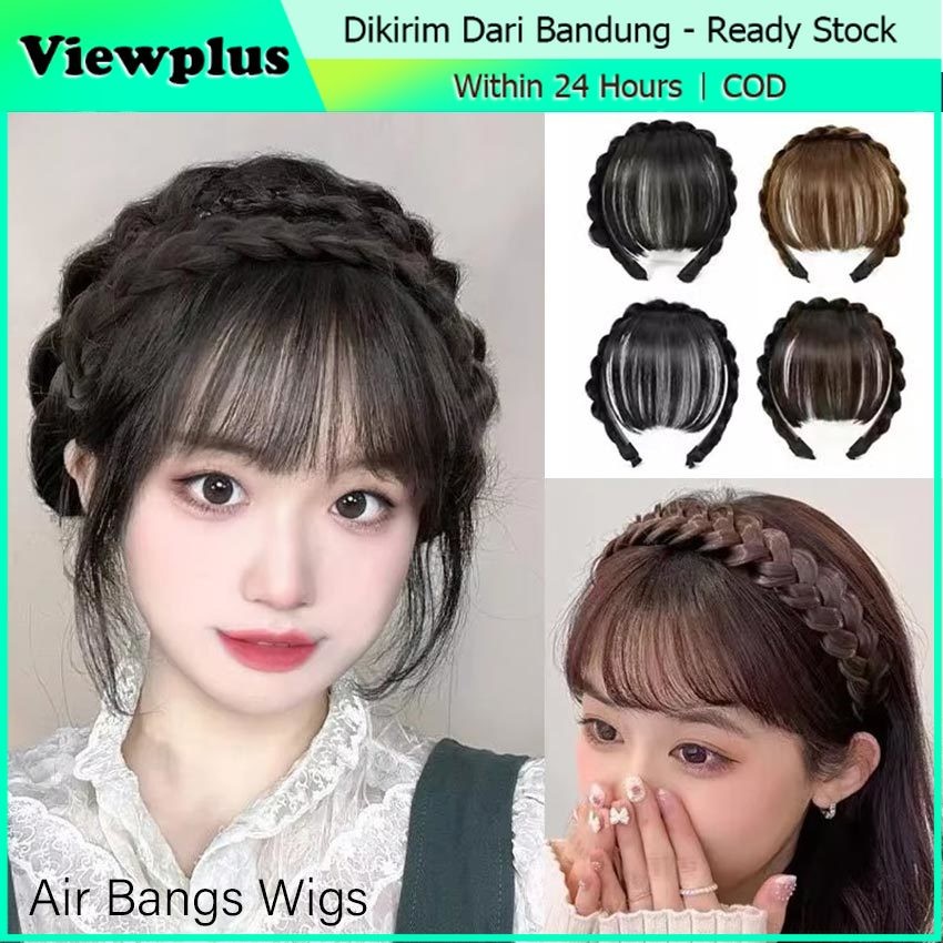 Jual Bando Rambut Kepang Poni Korea / Rambut Palsu Wanita/ Bando Rambut ...