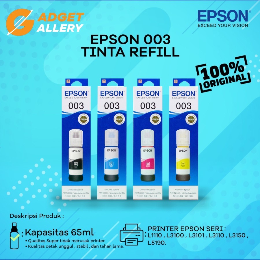 Jual Tinta Printer Refill Isi Ulang Epson 003 Black Cyan Magenta Yellow ...