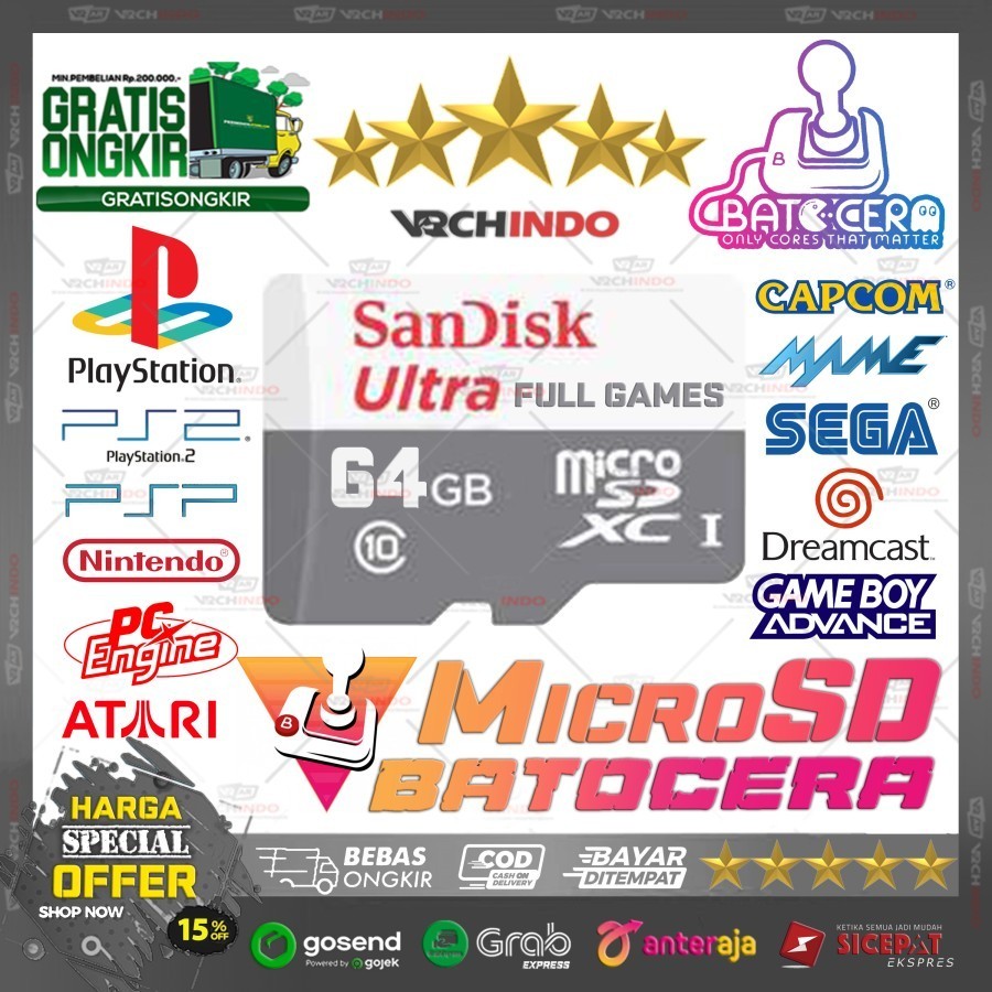 Jual Micro SD Card Game Retrobat / Batocera Emulator 64GB - All in One ...