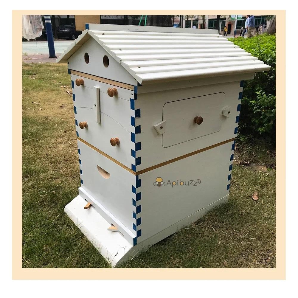 Jual Wooden Automatic Self-Flowing Beehive 7 Auto Frames Set Bee Hive ...