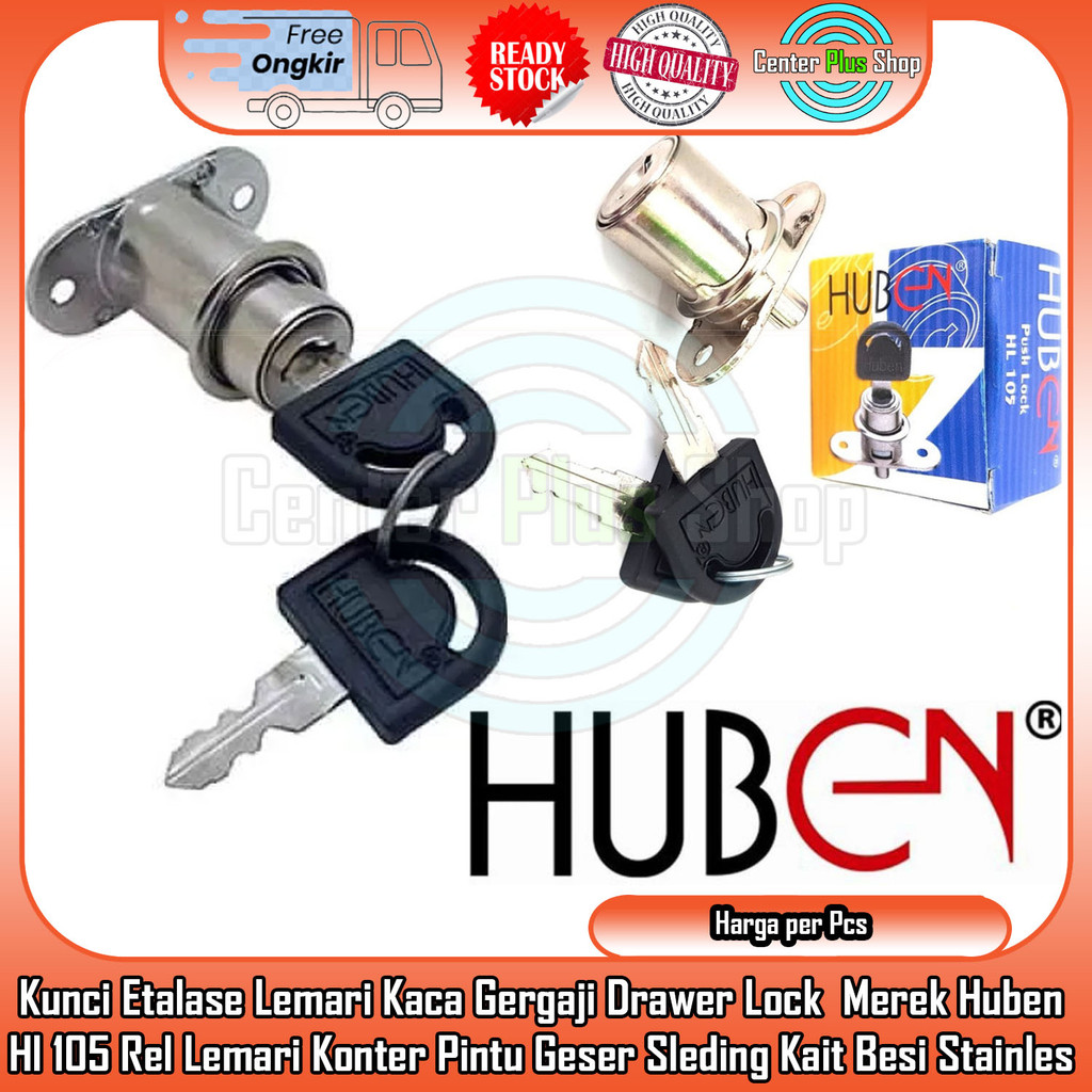 Jual Kunci Etalase Huben Hl-105 Lemari Kaca Push Lock Konci Rel Almari ...