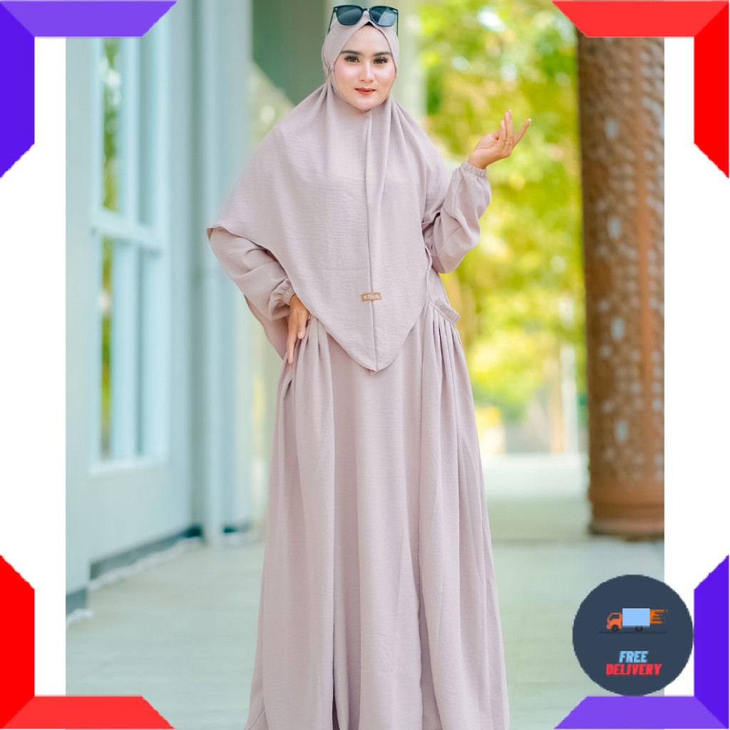 Jual GAMIS CEWEK LEBARAN 2025 CANTIK / Gamis Set Hijab Amira Kekinian ...