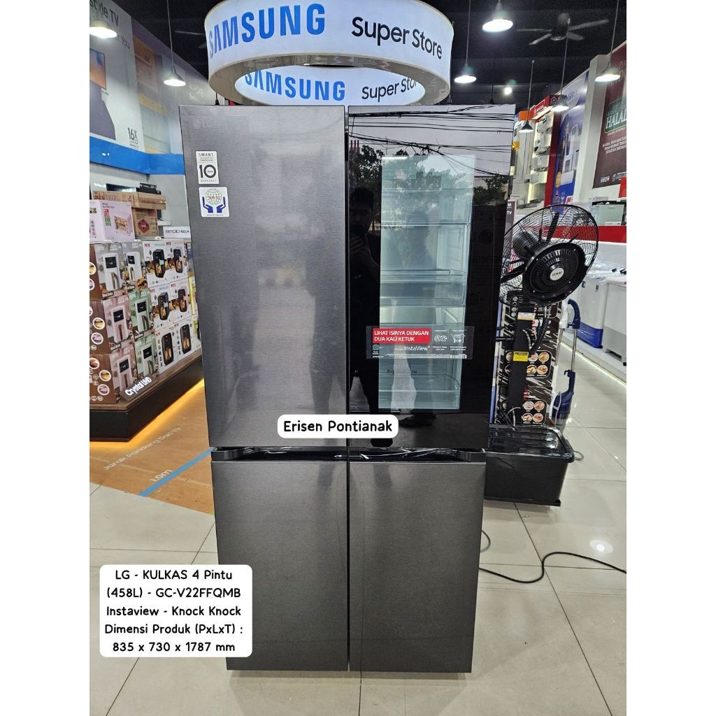 Jual LG GC-V22FFQMB KULKAS LG MULTI DOOR FRENCH DOOR 4 PINTU INSTAVIEW GCV22 22FFQMB knock knock ...