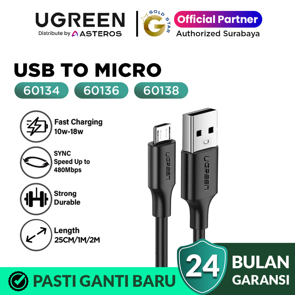Jual UGREEN Kabel Data USB Micro Type C Fast Charging 25Cm 50Cm 1M 2M ...