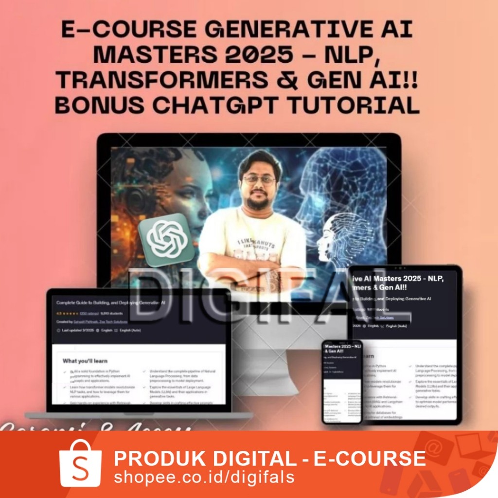 Jual Generative AI Masters 2025 - NLP, Transformers & Gen AI!! Tutoral ChatGPT Bhs. Indonesia ...