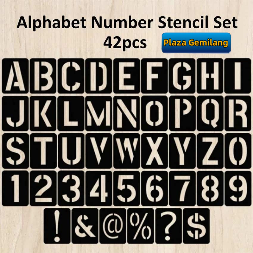 Jual 42Buah Stencil Angka Huruf Cetakan Tulisan Alfabet Cat Semprot ...