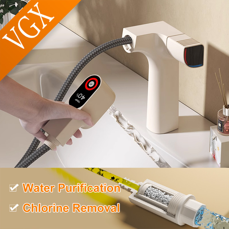 Jual VGX Purified Bathroom Faucets Pull Out Water Filter Tap White ...
