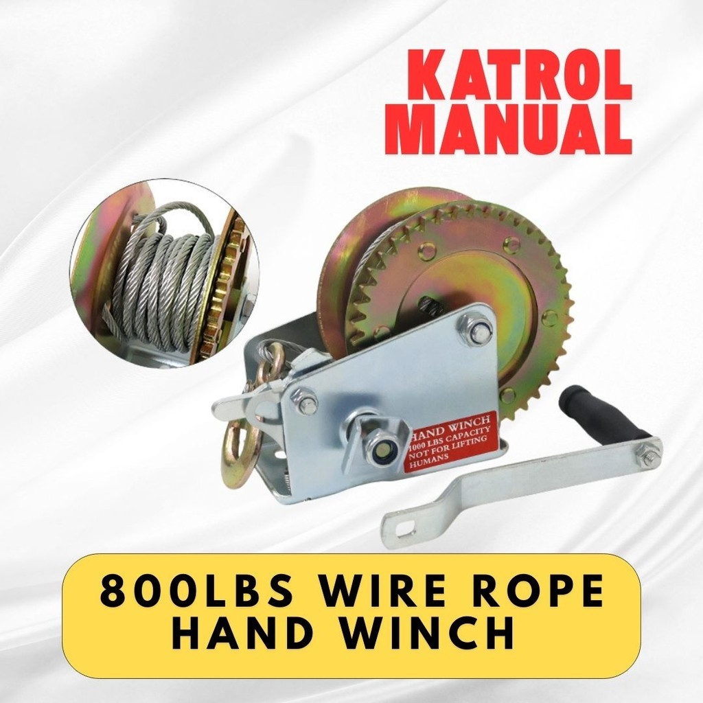 Jual 800LBS Wire Rope Hand Winch Katrol WinchHand Manual Boat Kualitas ...