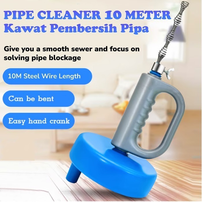Jual Pipe Cleaner Biru 10M Meter Alat Kawat Sling Spiral Pembersih Saluran Pipa Tersumbat Macet ...