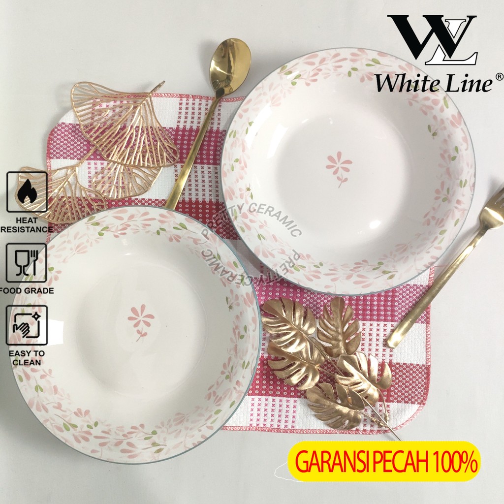 Jual Piring Aesthetic WHITE LINE Dinner Plate 9,25in SERENA PINK Omega ...