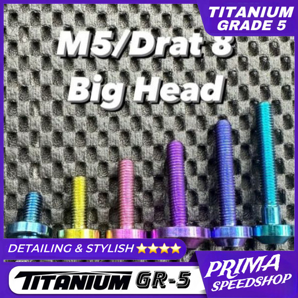 Jual Baut Titanium GR5 drat 8 atau M5 model BIGHEAD original Titanium Vietnam GR 5 | Shopee ...