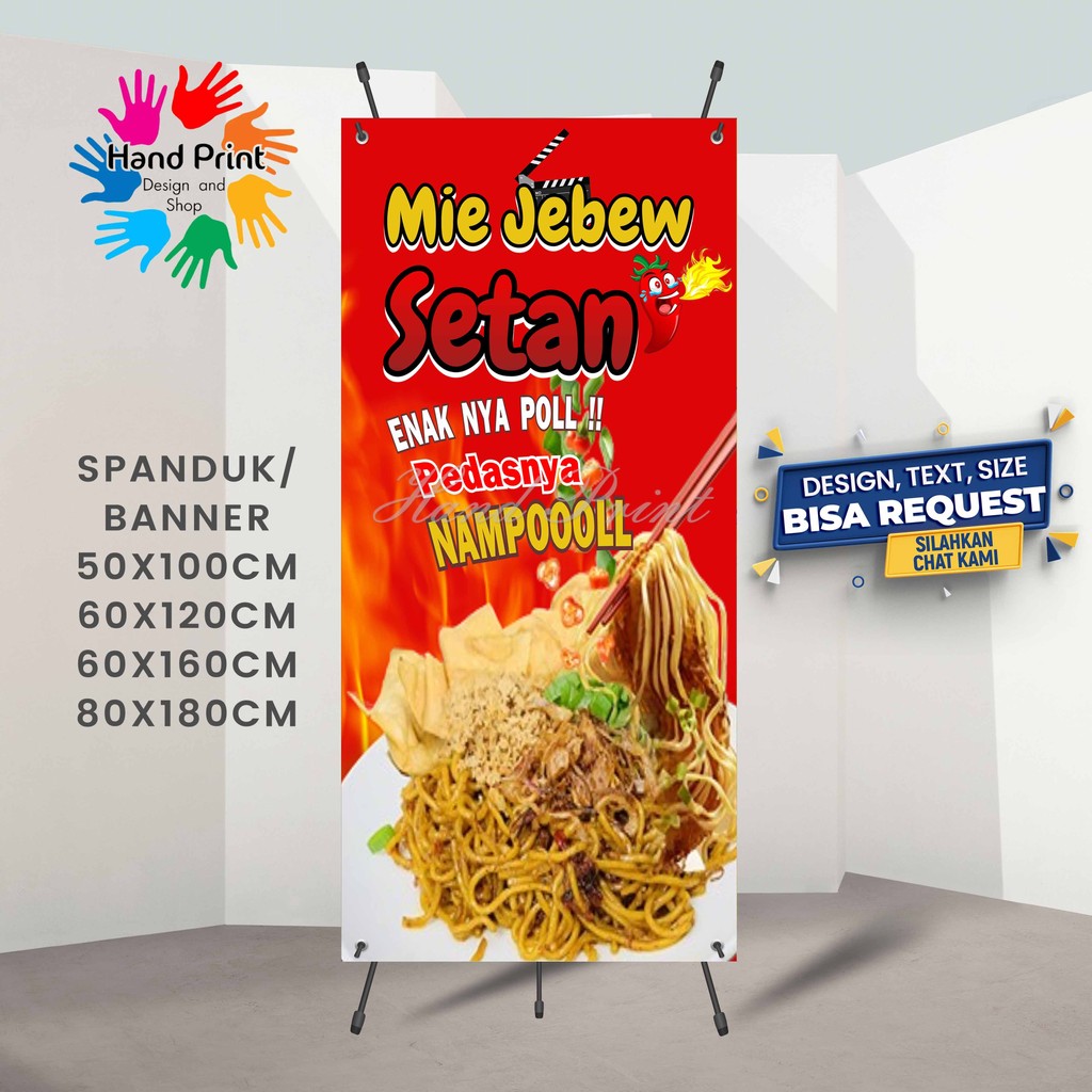Jual Cetak Spanduk Banner Mie Jebew Setan Pedas MMT Spanduk Custom ...
