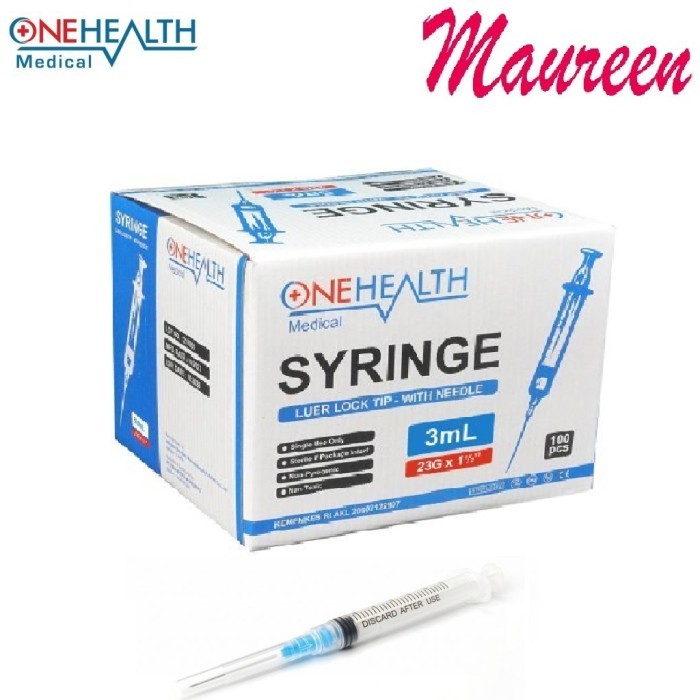 Jual [COD] OneHealth Disposable Syringe 3 cc Spuit 3cc 1 Box with ...