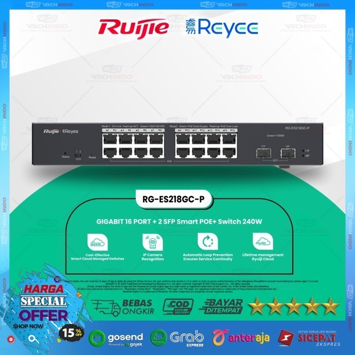 Jual Ruijie Reyee RG ES218GC P | GIGABIT 16 PORT + 2 SFP Smart POE+ Switch 240W !! | Shopee ...