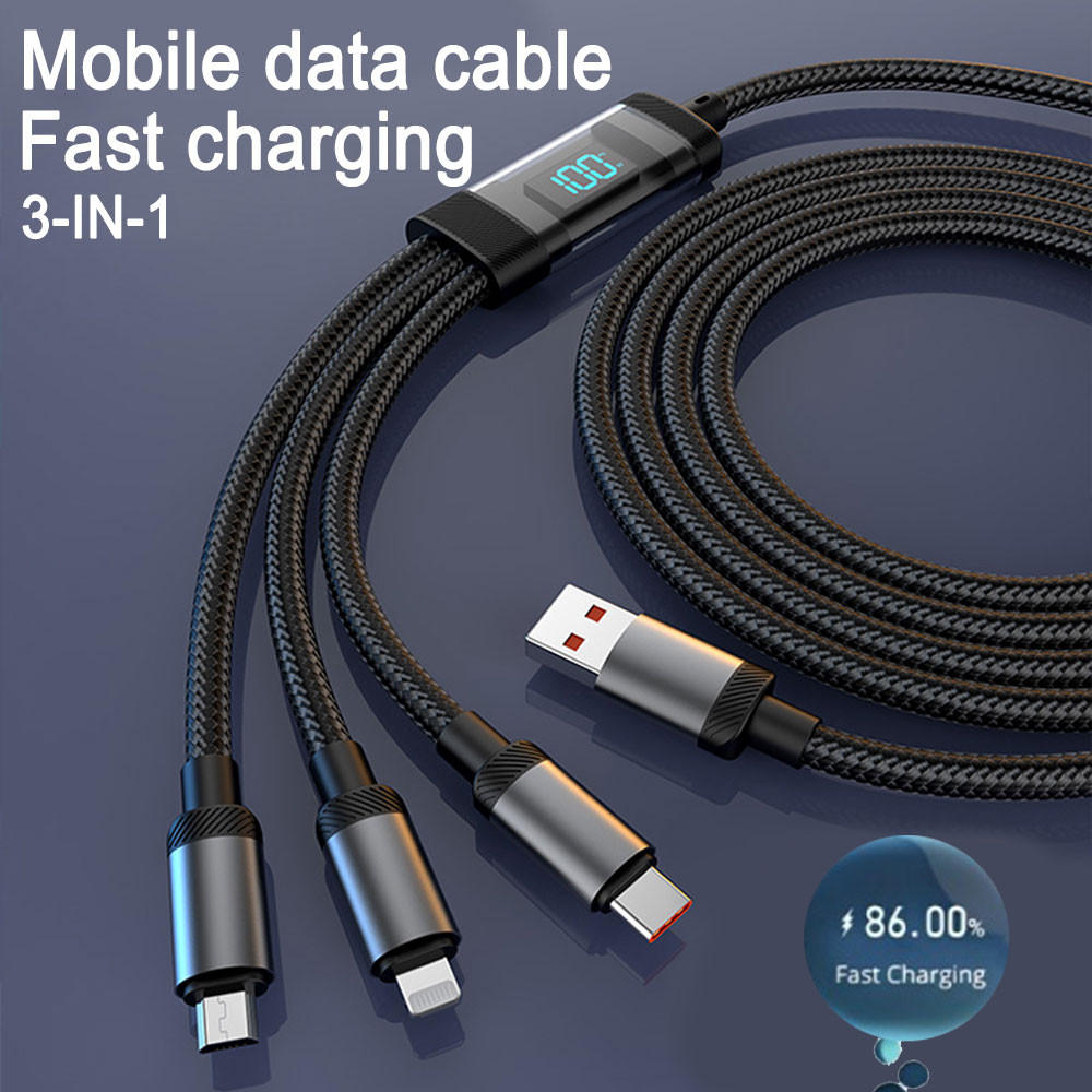Jual Braided anti bending data cable ultra Data 3 in 1 120W Type-C ...