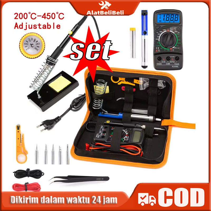 Jual Set Solder Listrik Lengkap dengan Multimeter Iron Tool Kit 220V 60W 200-450 ° C/Solder ...