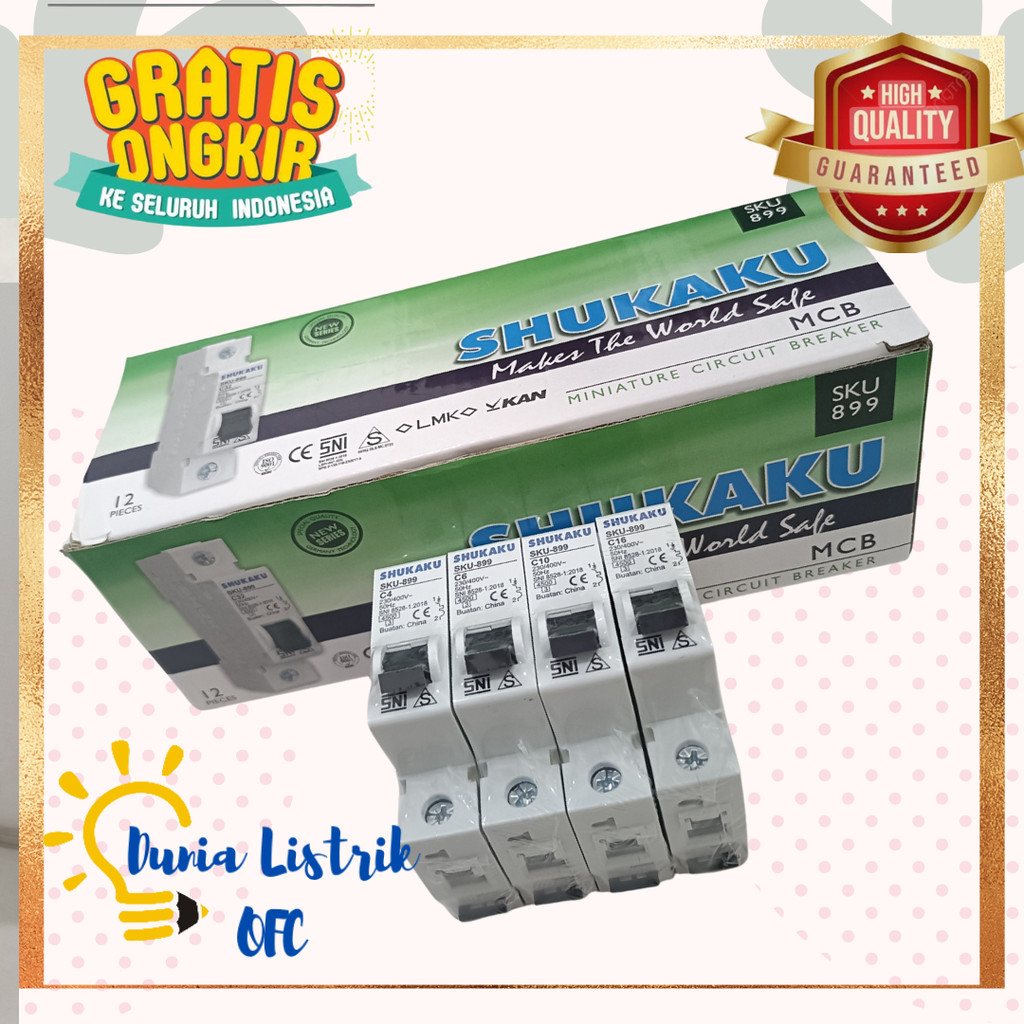Jual MCB Shukaku 4A 6A 10A 16A 1 Phase Circuit Breaker MCB SNI 4A 6A 10A 16A MCB Murah Sekering ...