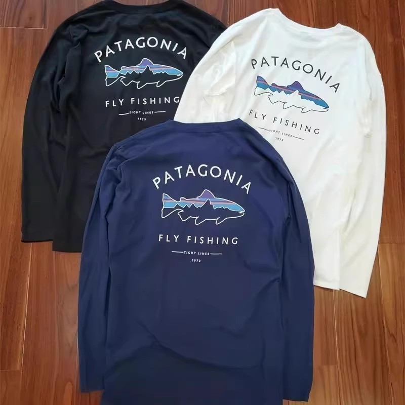 Jual Patagonia Long Sleeved T-shirt Made of Pure Cotton with Shark ...