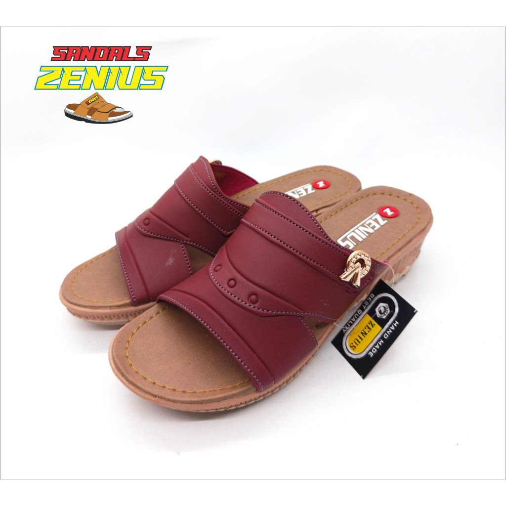 Jual zenius wanita sandal slop bun polos tebal manik formal resmi ...