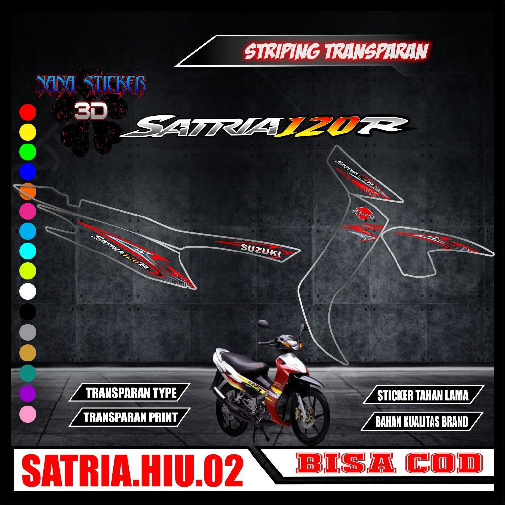 Jual Striping TRANSPARAN SUZUKI SATRIA HIU Variasi Stiker Sticker list ...