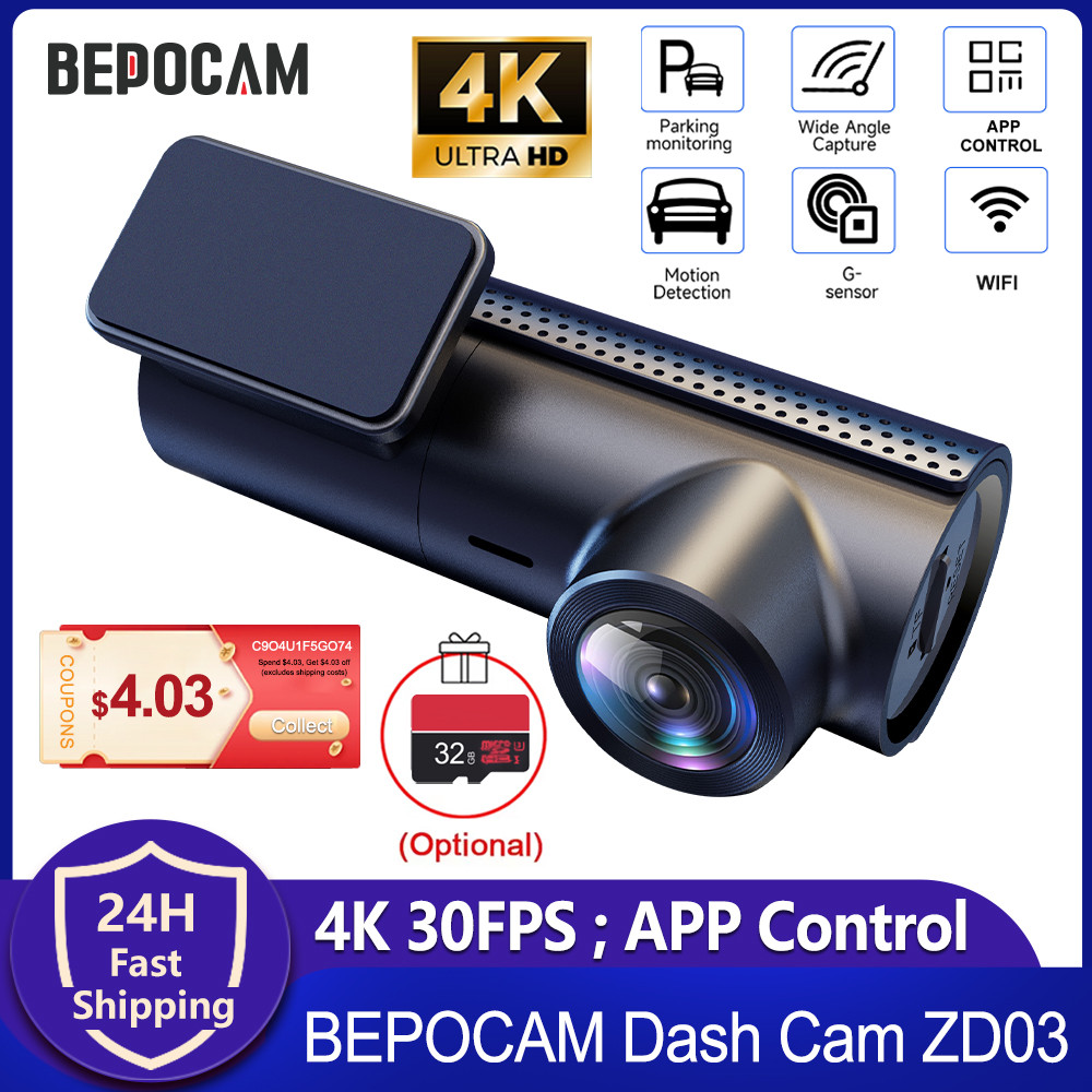 Jual BEPOCAM Dash Cam 4K 30FPS Resolution Car DVR 150°FOV WIFI Smart ...