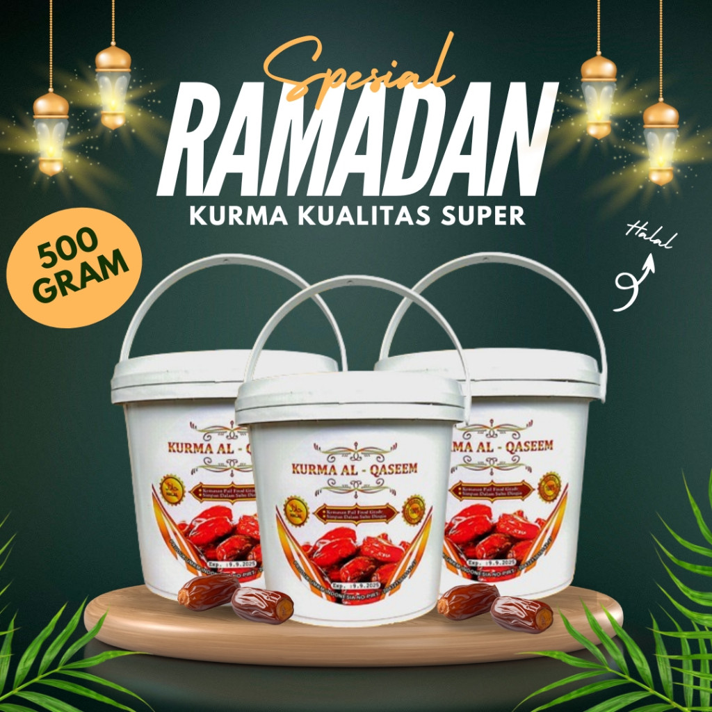 Jual [ 1 EMBER ] Kurma Al Qaseem Kemasan Ember 500 Gram Original ...