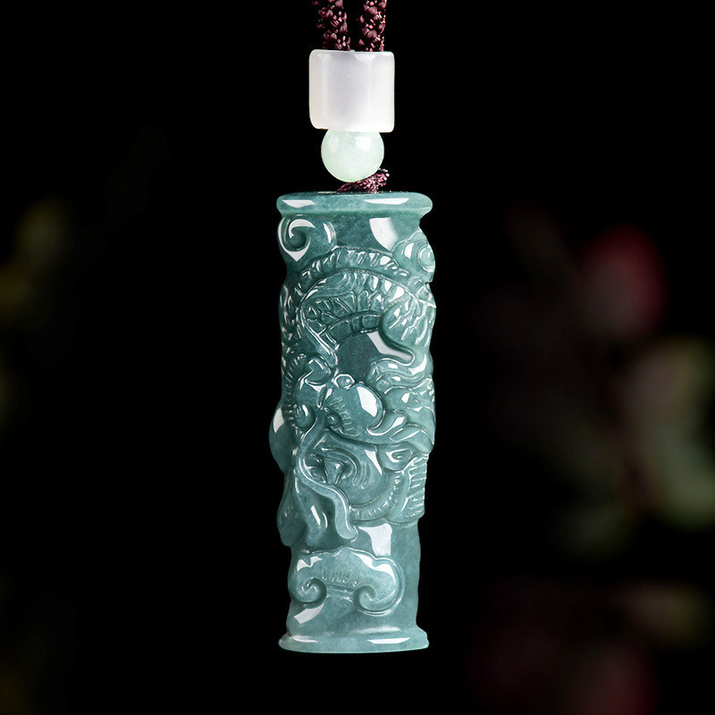 Jual Liontin asli asli batu giok biru air naga tiga dimensi pilar ...