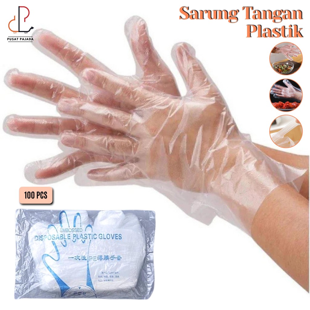 Jual Sarung Tangan Plastik isi 100 pcs per 1 pack pak Food Grade APD Cuci Sekali Pakai ...