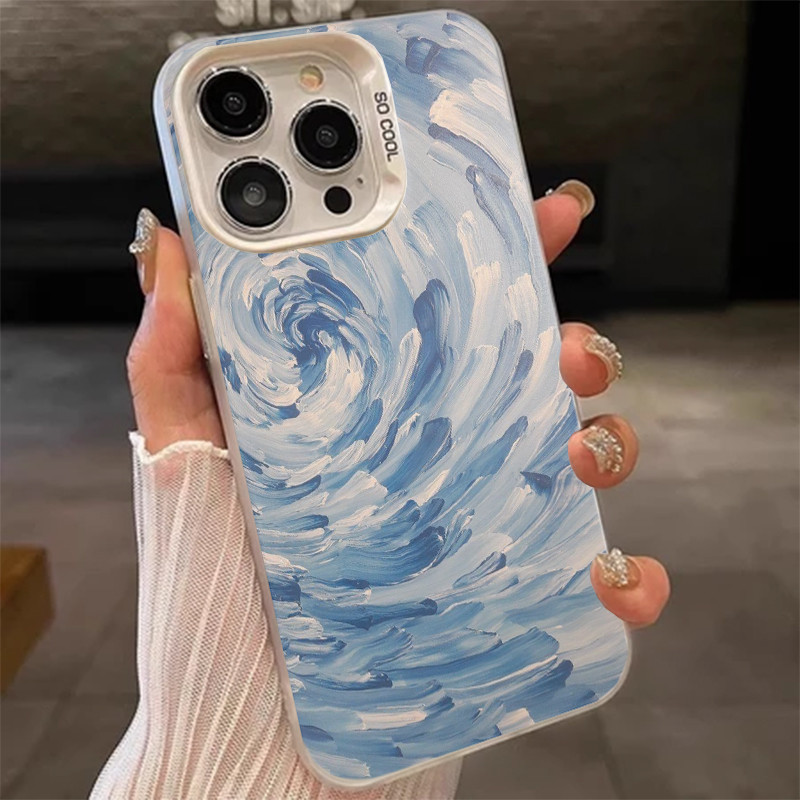 Jual Case HP IMD Lukisan biru yang berputar IPhone Samsung IPhone 13 14 ...