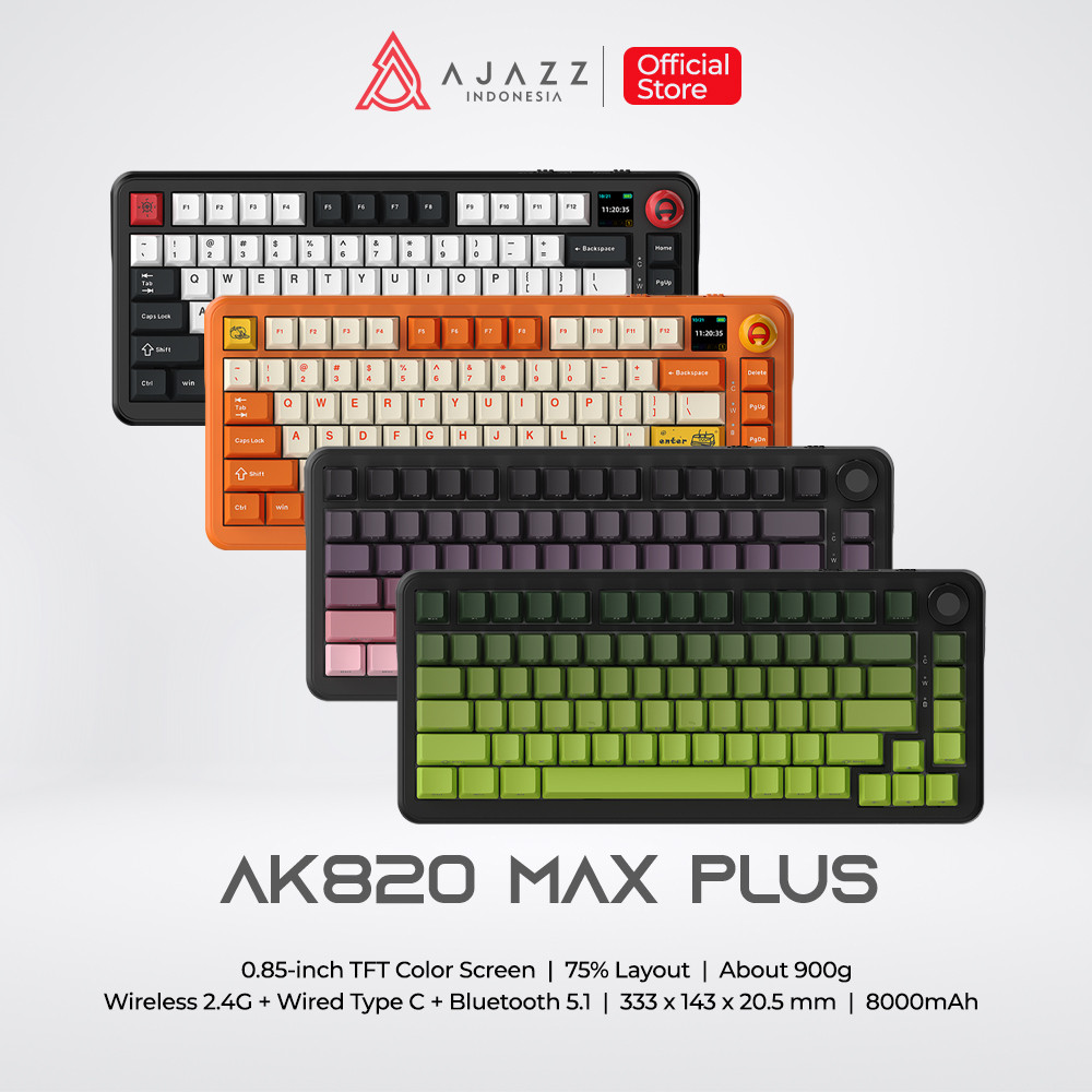 Jual Ajazz AK820 MAX PLUS Wireless Mechanical Keyboard with TFT Color Screen and Volume Knob ...