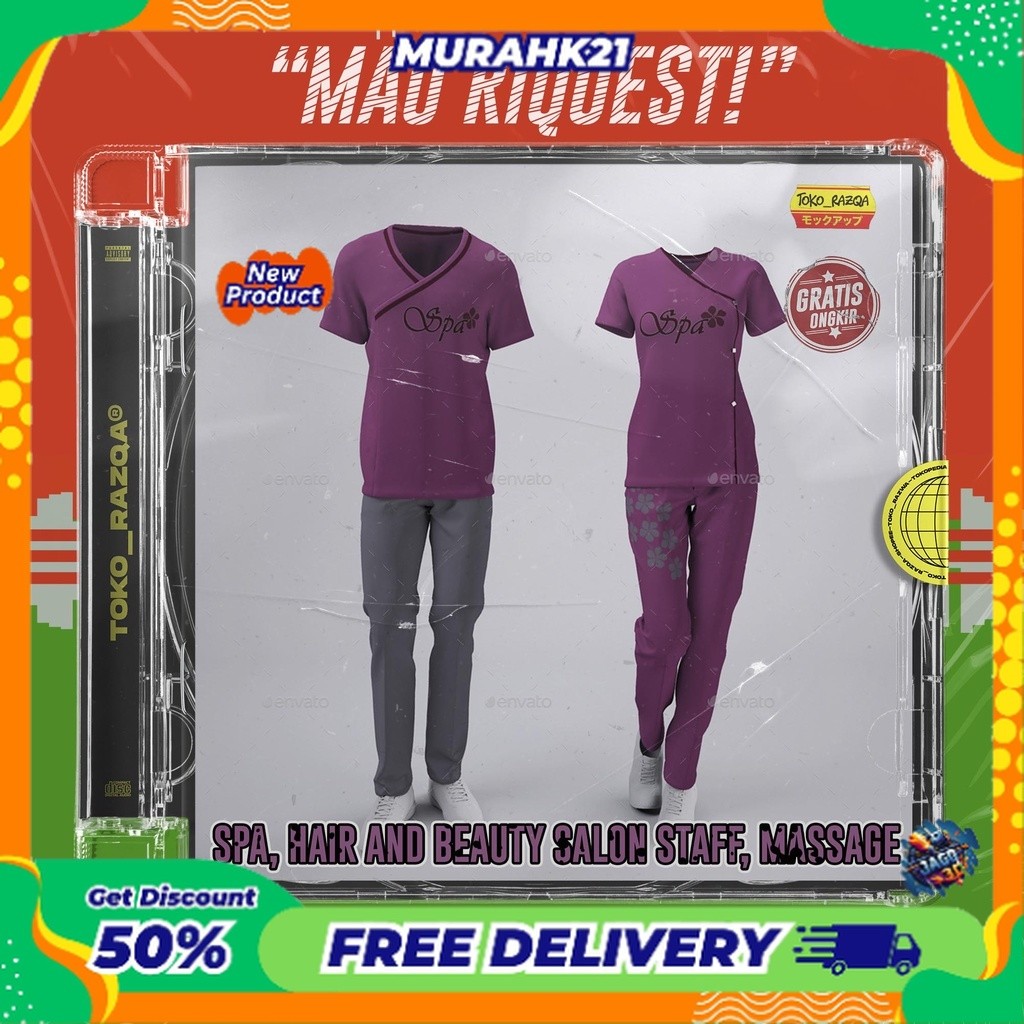 Jual Spa, Hair and Beauty Salon Staff, Massage Therapy Uniforms Mock-Up ...