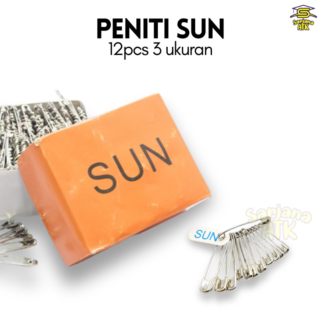 Jual (12pcs) Peniti SUN 3 Ukuran Kecil Sedang Besar / Cemiti / Peniti ...