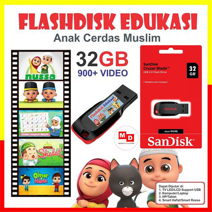 Jual Flashdisk SanDisk Cruzer Blade 32GB CZ50 USB Edukasi Anak Islami | Shopee Indonesia