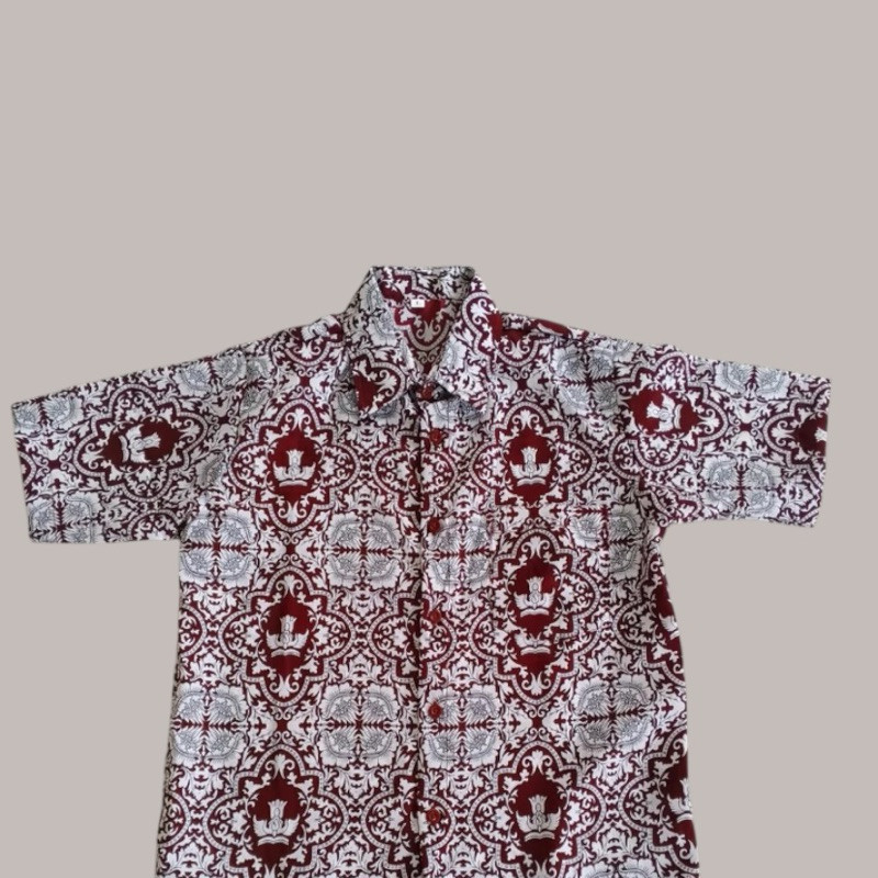 Jual Batik Sekolah Sd Negeri kelas 1- 6 Motif merah bunga nusa baju ...