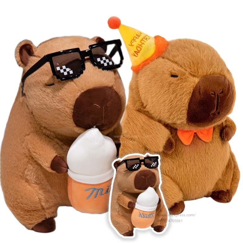 Jual Happy Birthday Hat Capybara Plushie Stuffed Cartoon Swag Hug Milk ...