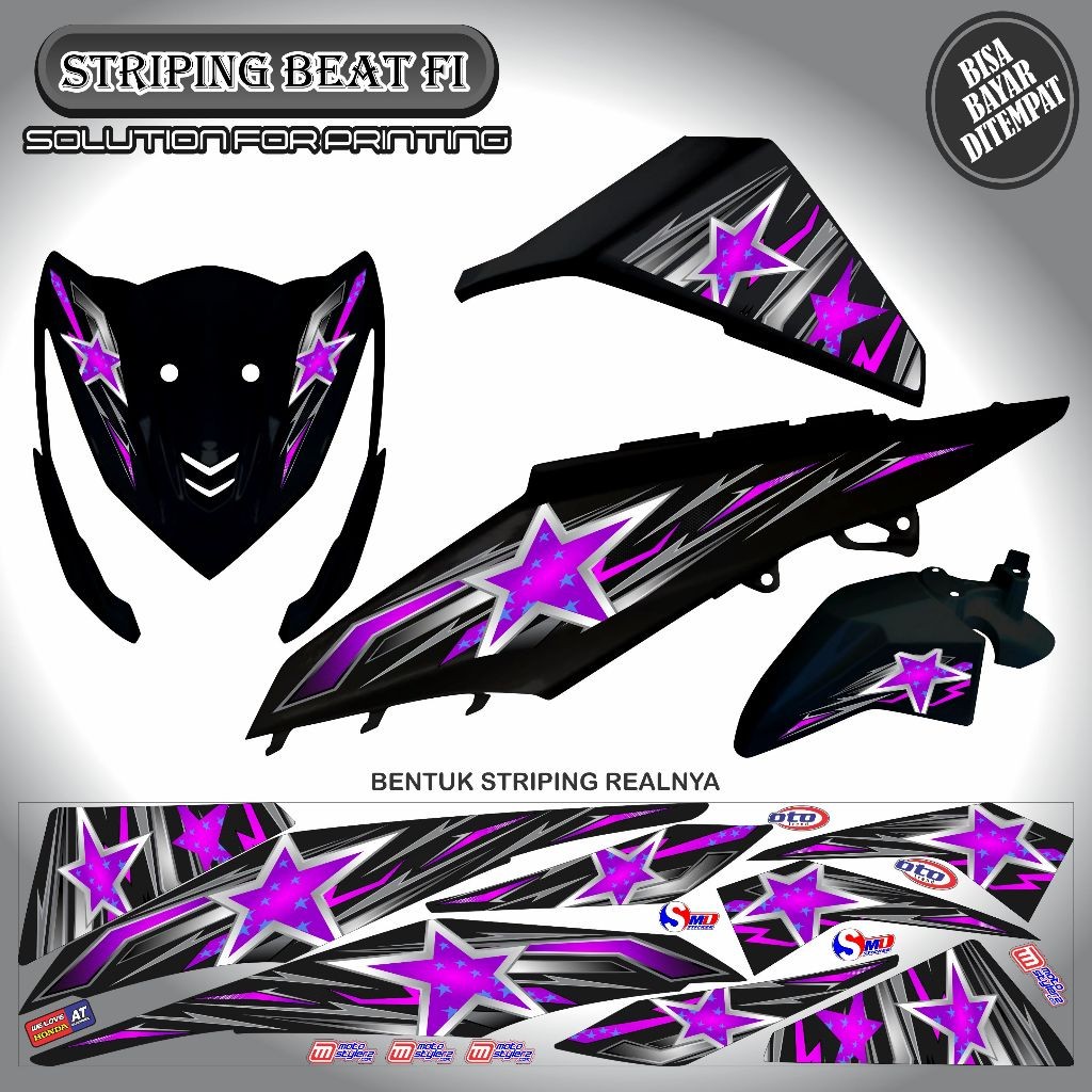 Jual STRIPING VARIASI STICKER HONDA BEAT FI OLD MOTIF BINTANG KEREN ...