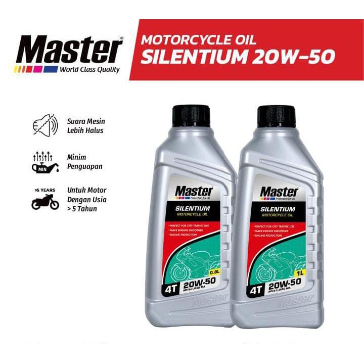 Jual OLI MESIN MOTOR METIK METIC MASTER SILENTIUM Motorcycle Oil 20W50 800ml MURAH | Shopee ...
