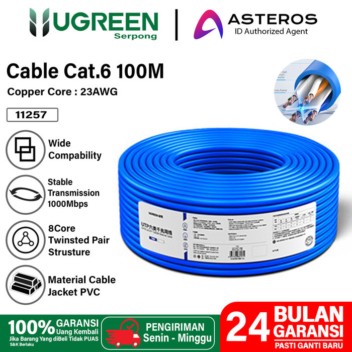 Jual [Best Seller] UGREEN Kabel Lan RJ45 Cat 7 FTP Flat Cable Ethernet Network 1m 5m 10m - Cat.6 ...