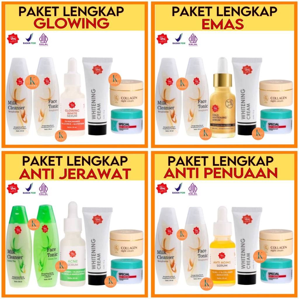 Jual Paket Lengkap Viva Glowing Anti Aging Acne Vitamin C Gold ...