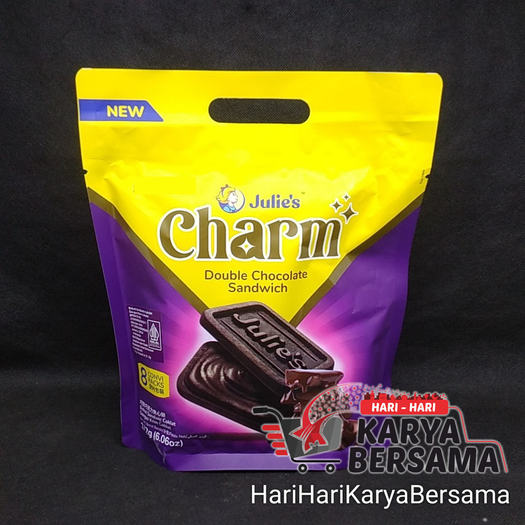 Jual MAKANAN RINGAN BISKUIT JULIE'S CHARM DOUBLE CHOCOLATE SANDWICH ISI ...