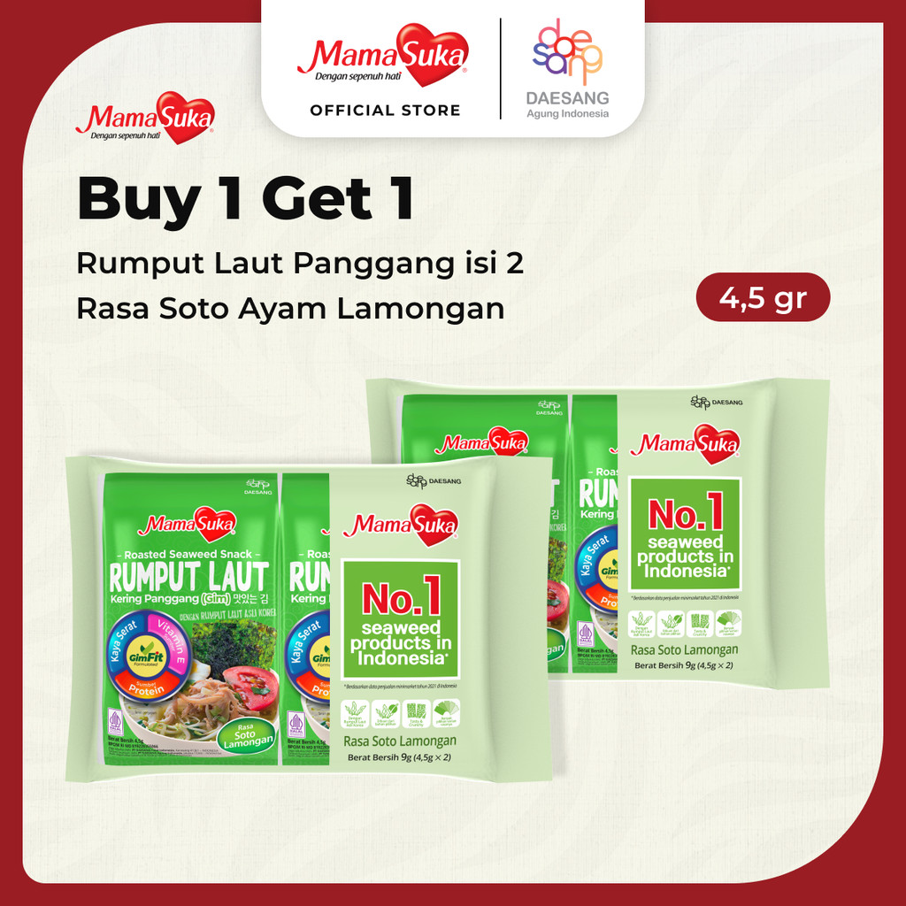 Jual Buy 1 Get 1 Mamasuka - Rumput Laut Rasa Soto Ayam Lamongan Isi 2 ...