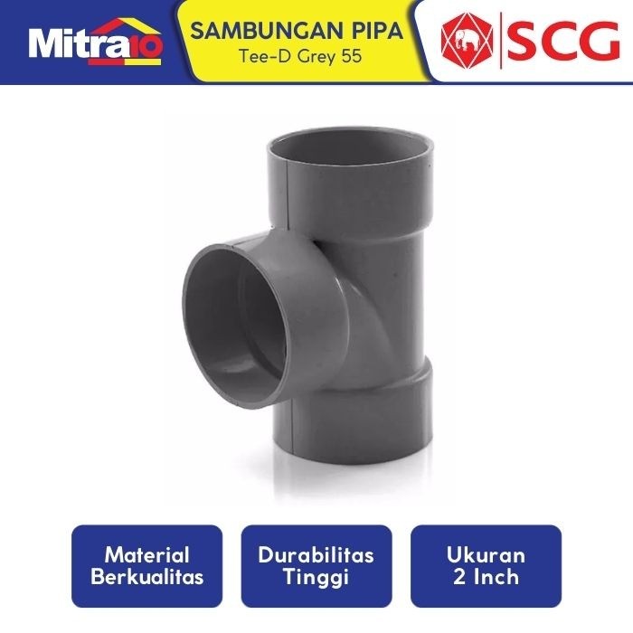 Jual Scg Tee Sambungan Pipa Pvc 3 Arah TEE-D Grey 55 2 Inch | Shopee Indonesia