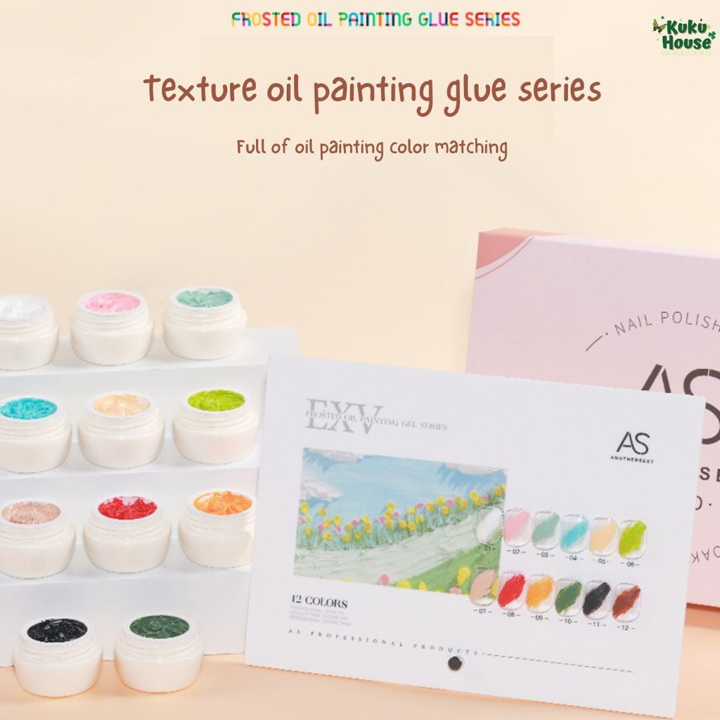 Jual Paket AS EXV 3D Nail art texture oil painting glue free-wash ...