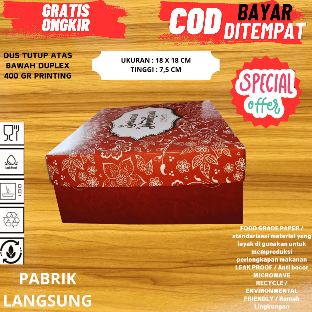 Jual LAWRENCE BOX NASI 18 x 18 x 7,5 CM / KOTAK NASI / DUS MAKAN ...