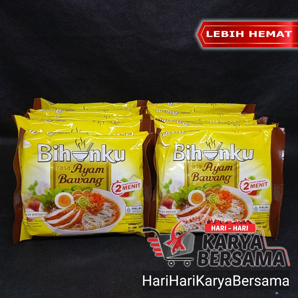 Jual BIHUNKU MIE INSTANT RASA AYAM BAWANG PACK 10'S X 55GR | Shopee ...