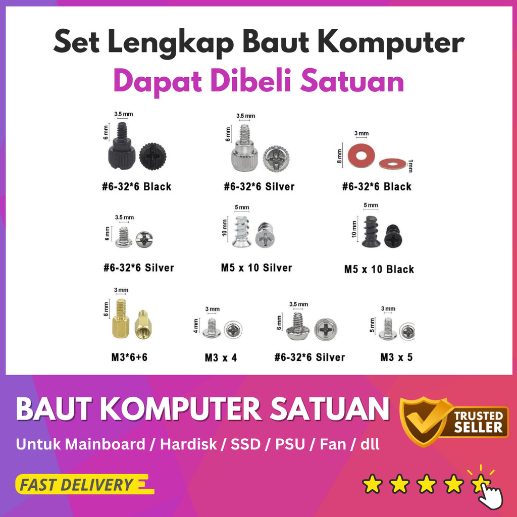 Jual Baut PC Komputer Satuan | Screw Sekrup Mainboard / Motherboard ...