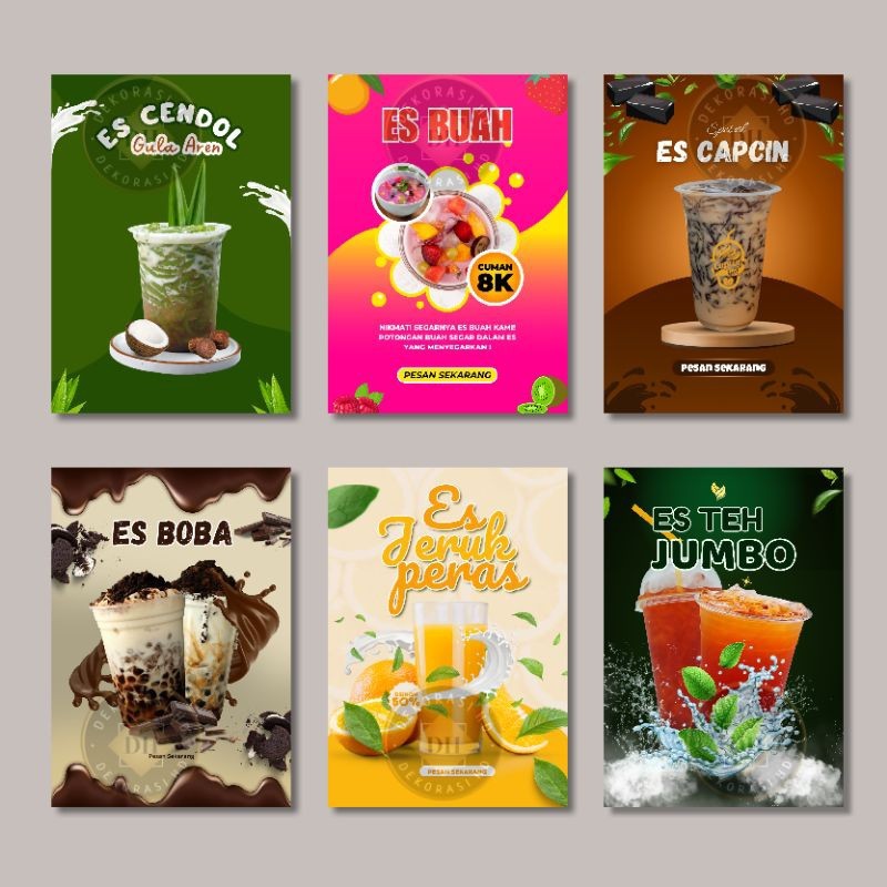 Jual Hiasan Dinding Menu minuman Es Poster Kayu Pajangan Warung Wall ...