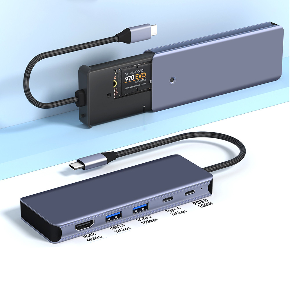 Jual USB3.2 Gen2 HUB Dock with NVMe SSD Enclosure PD100W 10Gbps USB C ...