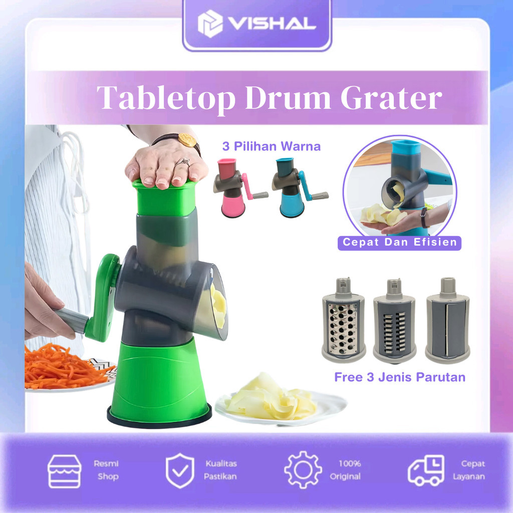 Jual VISHAL Parutan/Pemotong Putar Serbaguna (Kentang,Bawang, Buah) free 3 macam parutan ...